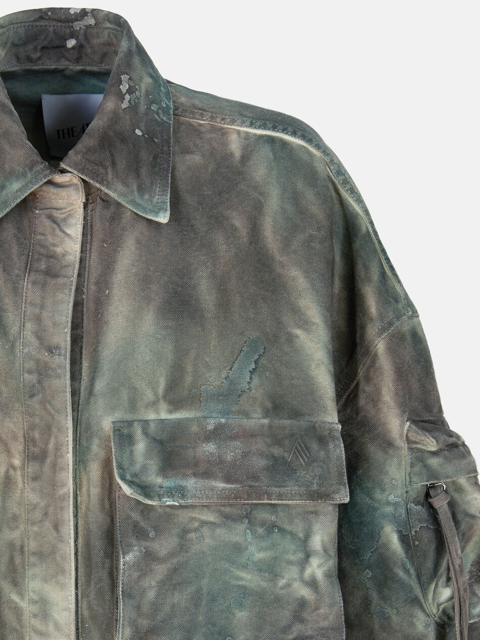 ''Fern'' stained green camuflage short coat for Women | THE ATTICO®