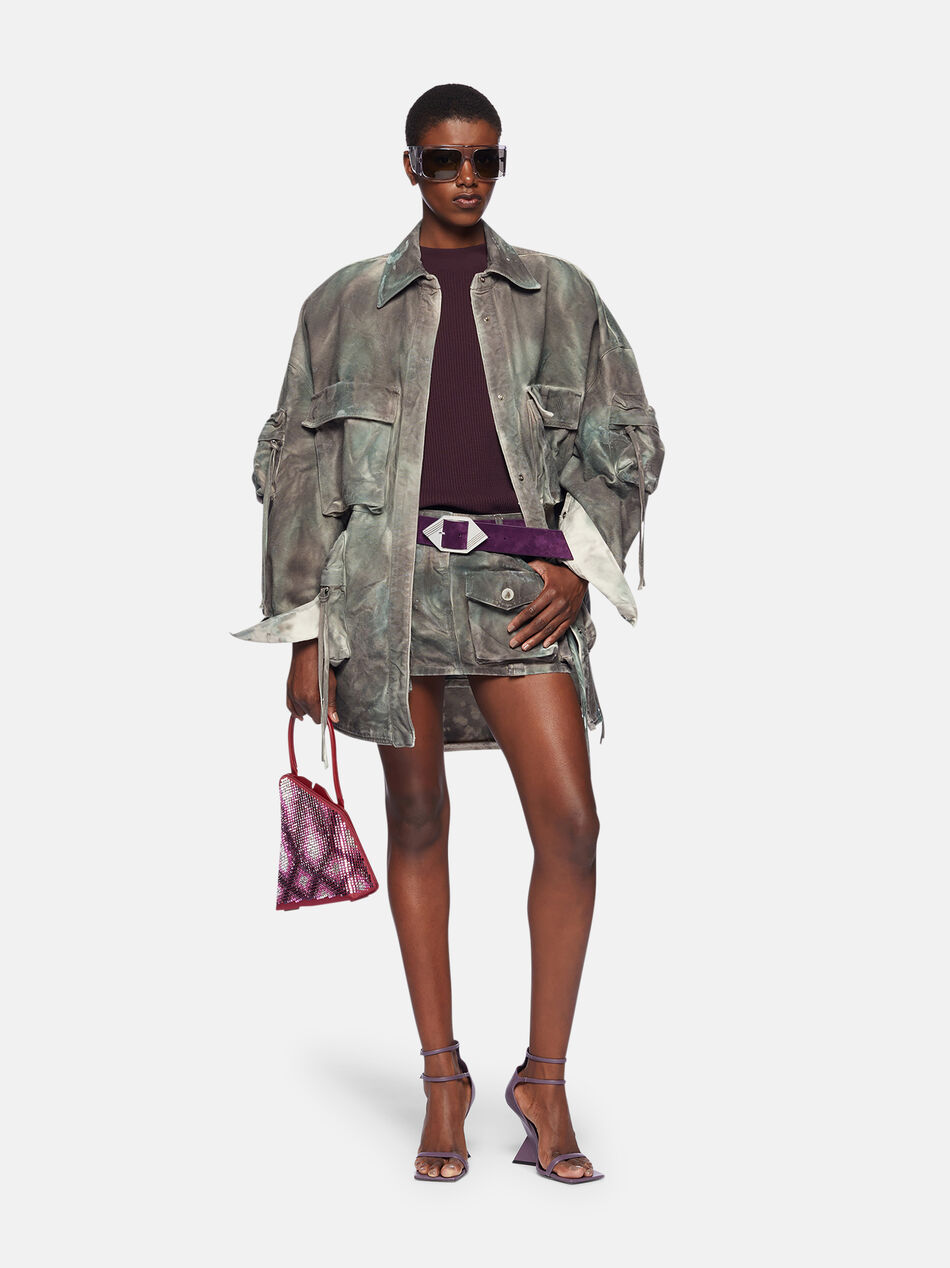 ''Fern'' stained green camuflage short coat for Women | THE ATTICO®